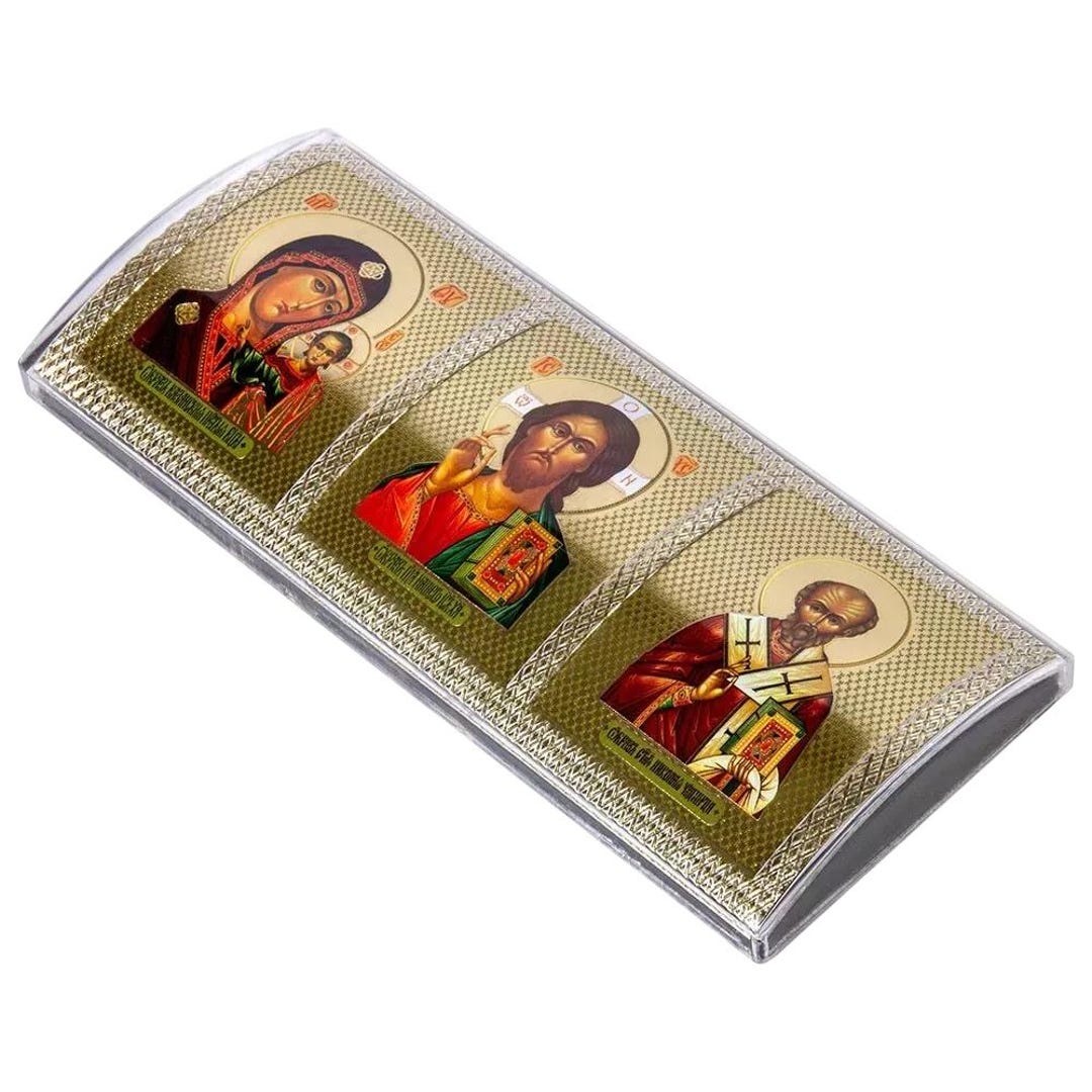 Kazan Threefold Orthodox Car Icon Savior - Икона автомобильная тройная ...