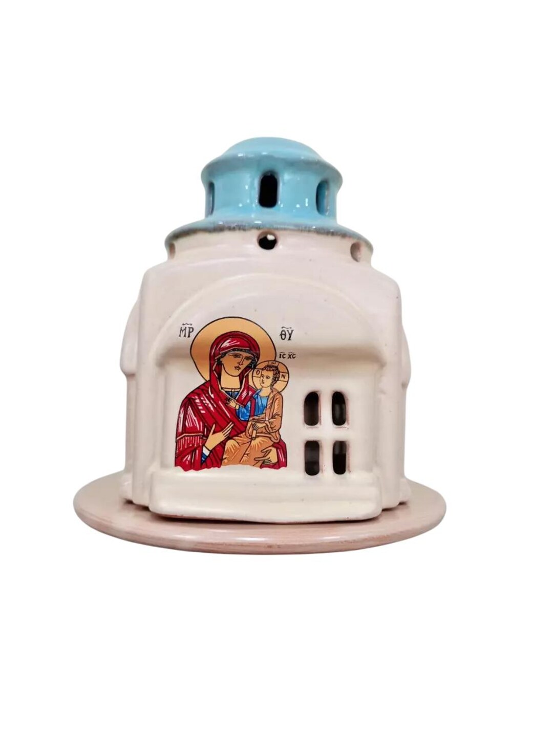 5" Greek Orthodox Byzantine Church Style Ceramic Standing Vigil Oil ...