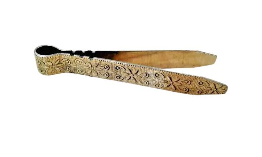 Handmade Greek Solid Brass Charcoal & Incense Tong Engraved Details 10 ...