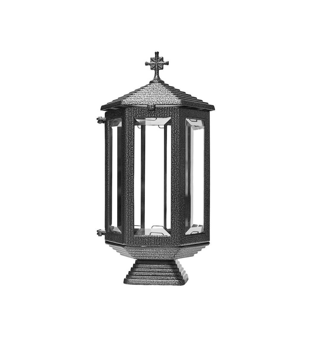 12" Metal Glass Candle Holder Cemetery Sanctuary Oil Lamp Memorial ...