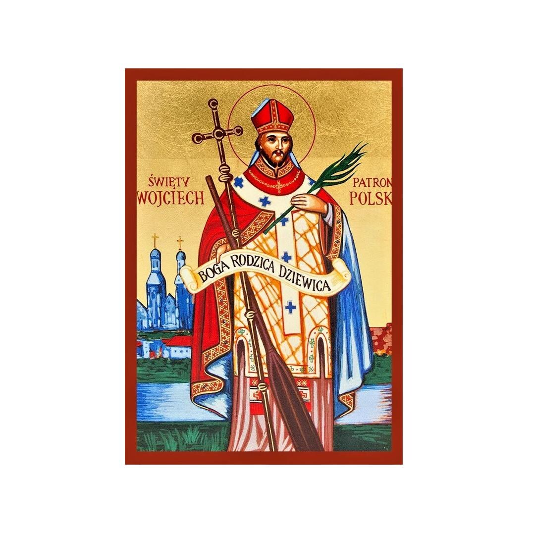 Saint Adalbert Świętego Wojciecha 22K Gold Leaf Wall Blessing Natural ...