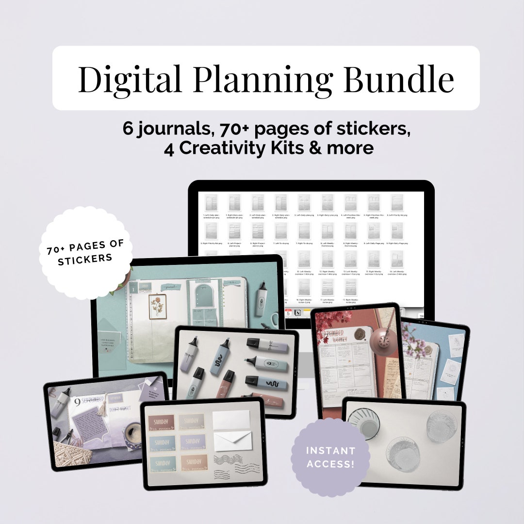 Digital Planner Bundle, Realistic Journals and Realistic Digital ...