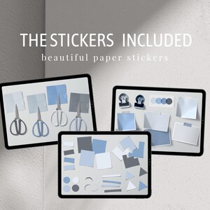 Mood Board V3 - Blue Digital Sticker Kit, Realistic Digital Stickers ...