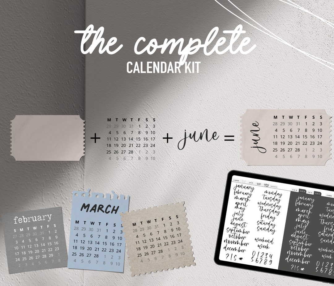 Complete Calendar Kit, Digital Planner Stickers, Digital Stickers ...