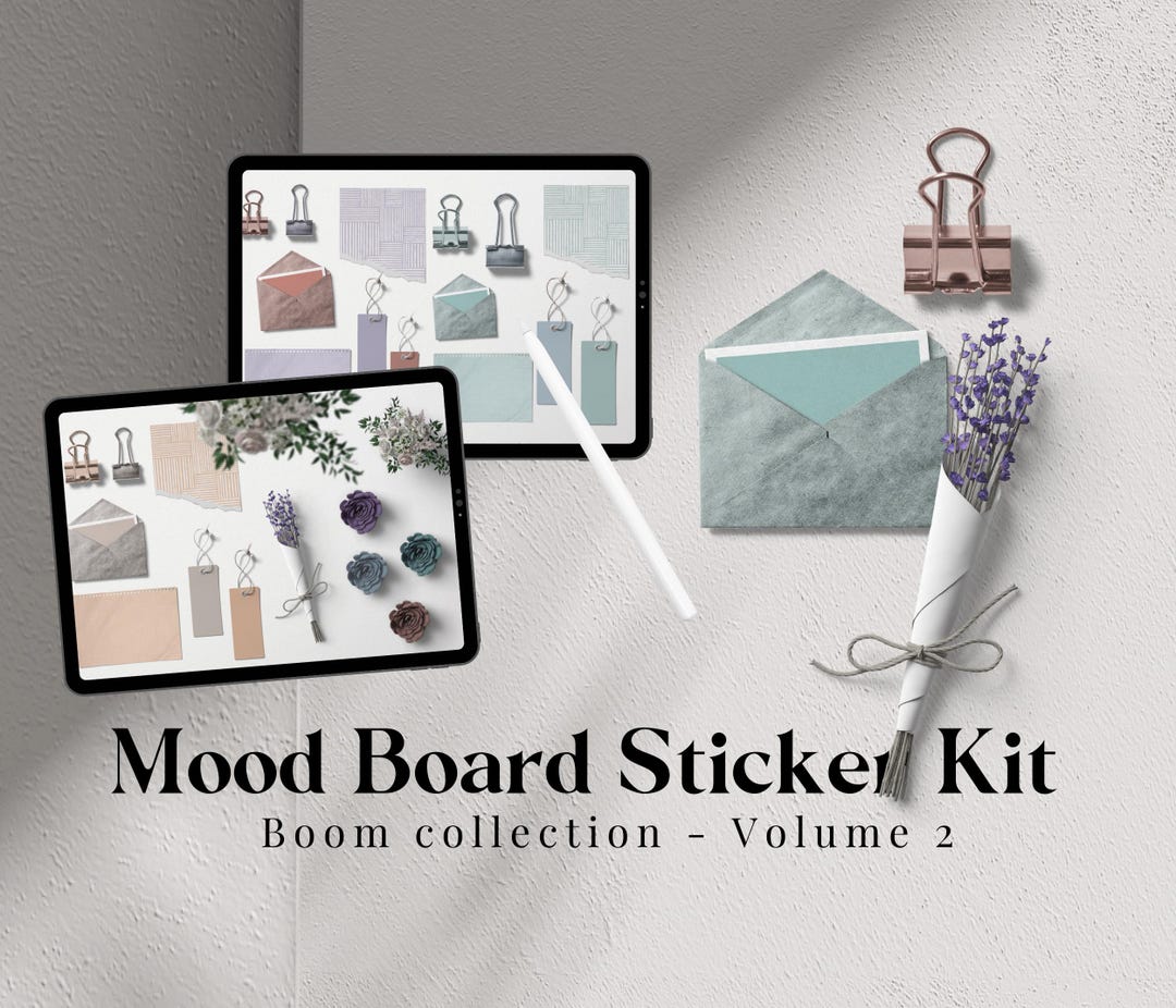 Mood Board V2 - Boom Colors - Digital Sticker Kit, Realistic Stickers ...