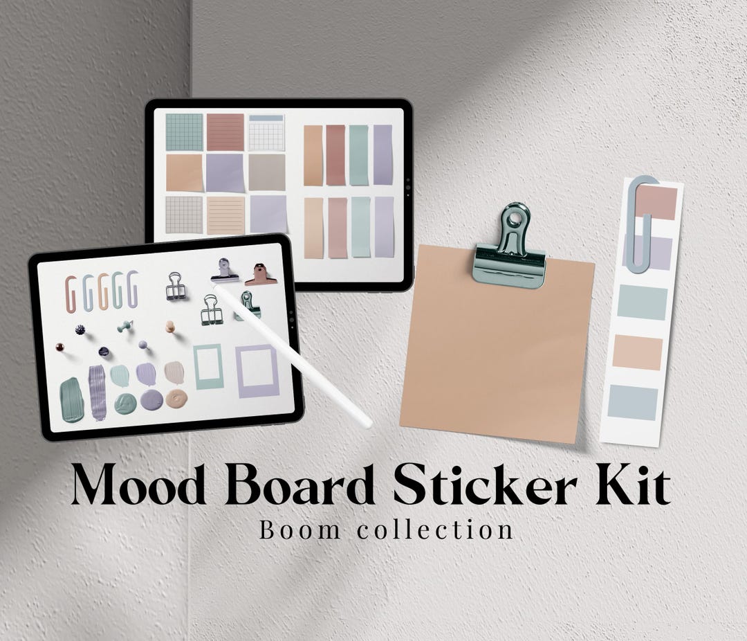 Mood Board V1 - Boom Colors - Digital Sticker Kit, Realistic Stickers ...