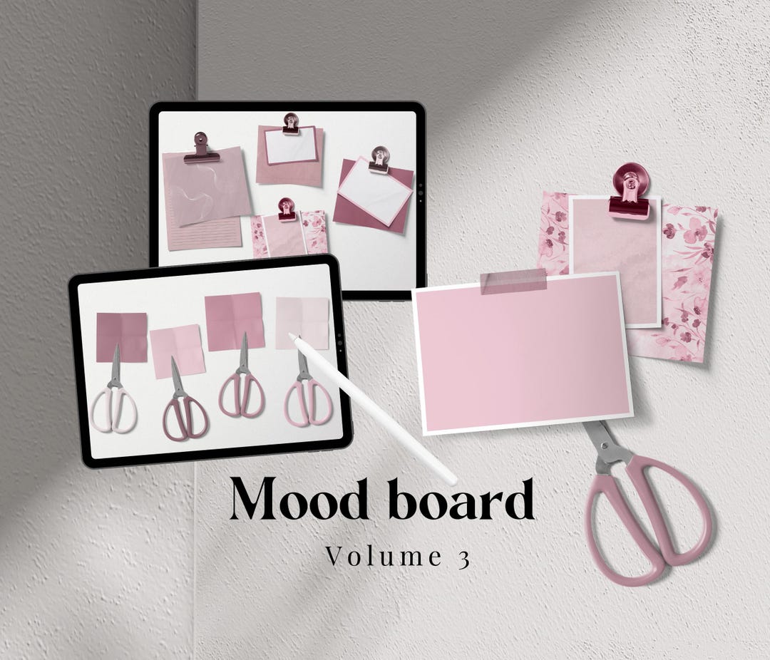 Mood Board V3 - Pink Digital Sticker Kit, Realistic Digital Stickers ...