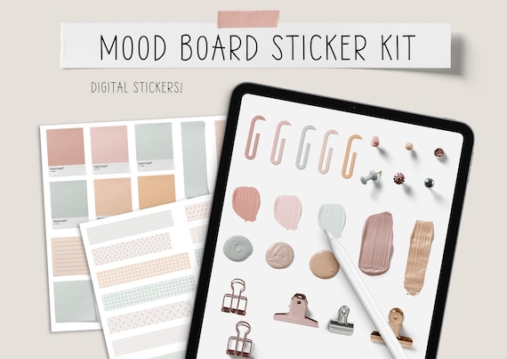 Pastel Digital Mood Board Stickers Digital Stickers Bujo | Etsy