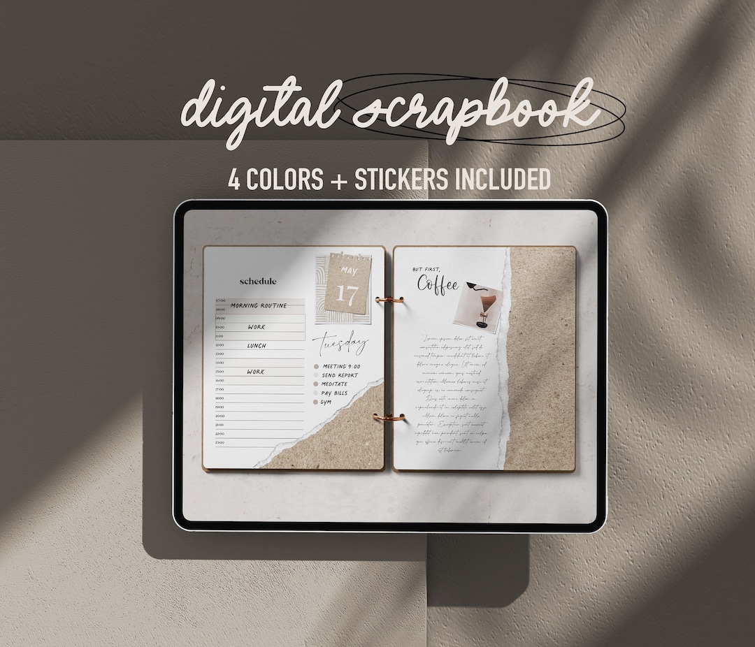 Digital Scrapbook Binder, Kraft Paper Digital, Memory Book, Photo Album ...