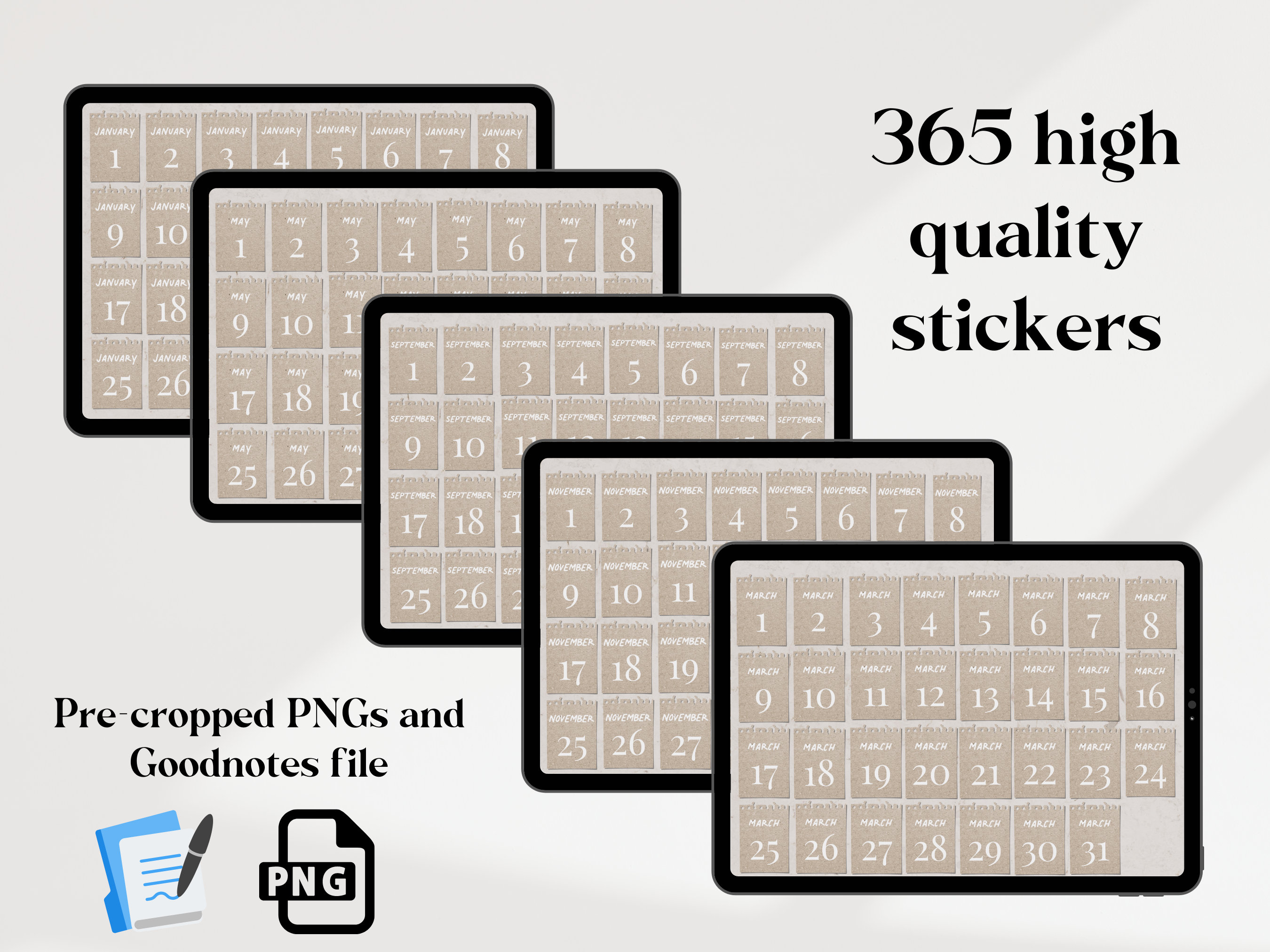 365 Digital Stickers Goodnotes Daily Dated Digital Stickers - Etsy