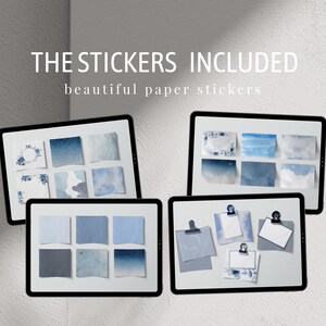 Mood Board V3 - Blue Digital Sticker Kit, Realistic Digital Stickers ...