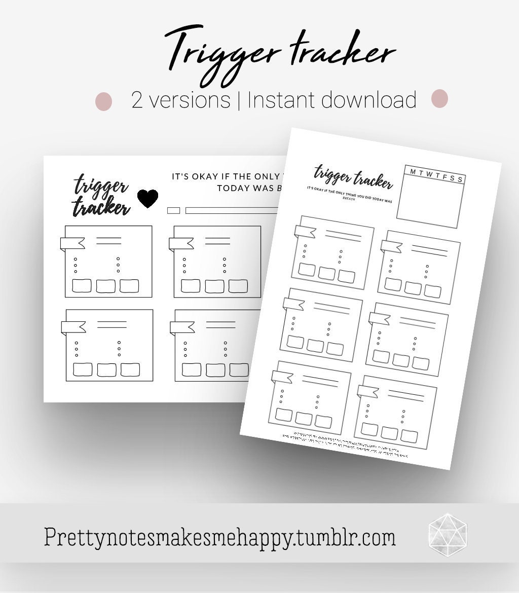Trigger tracker Anxiety tracker For mental health symptom | Etsy