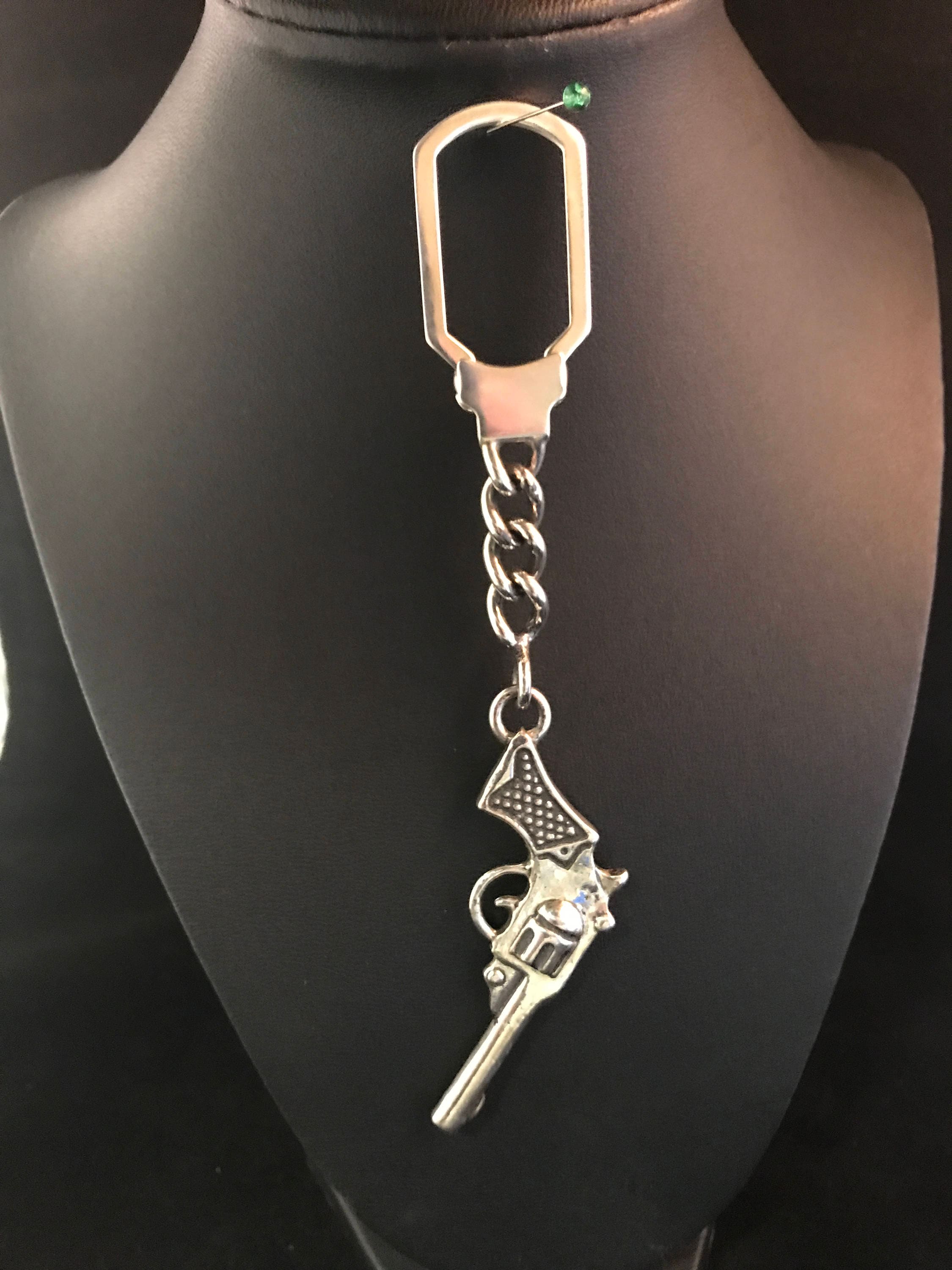 Revolver Keychain in Sterling Silver - Etsy