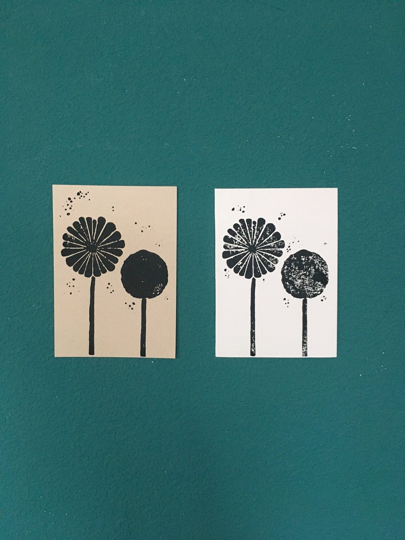 Linocut Print Dandelion Wall Art Illustration Spring Flower - Etsy