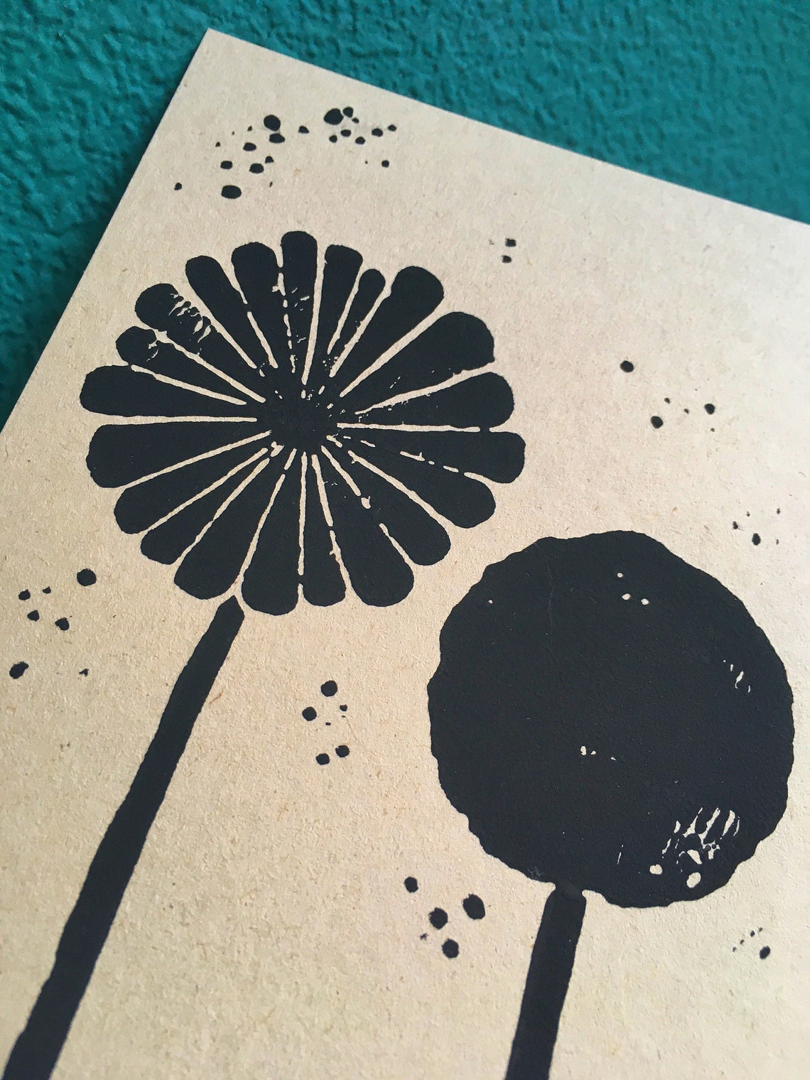 Linocut Print Dandelion Wall Art Illustration Spring Flower Home Wall ...