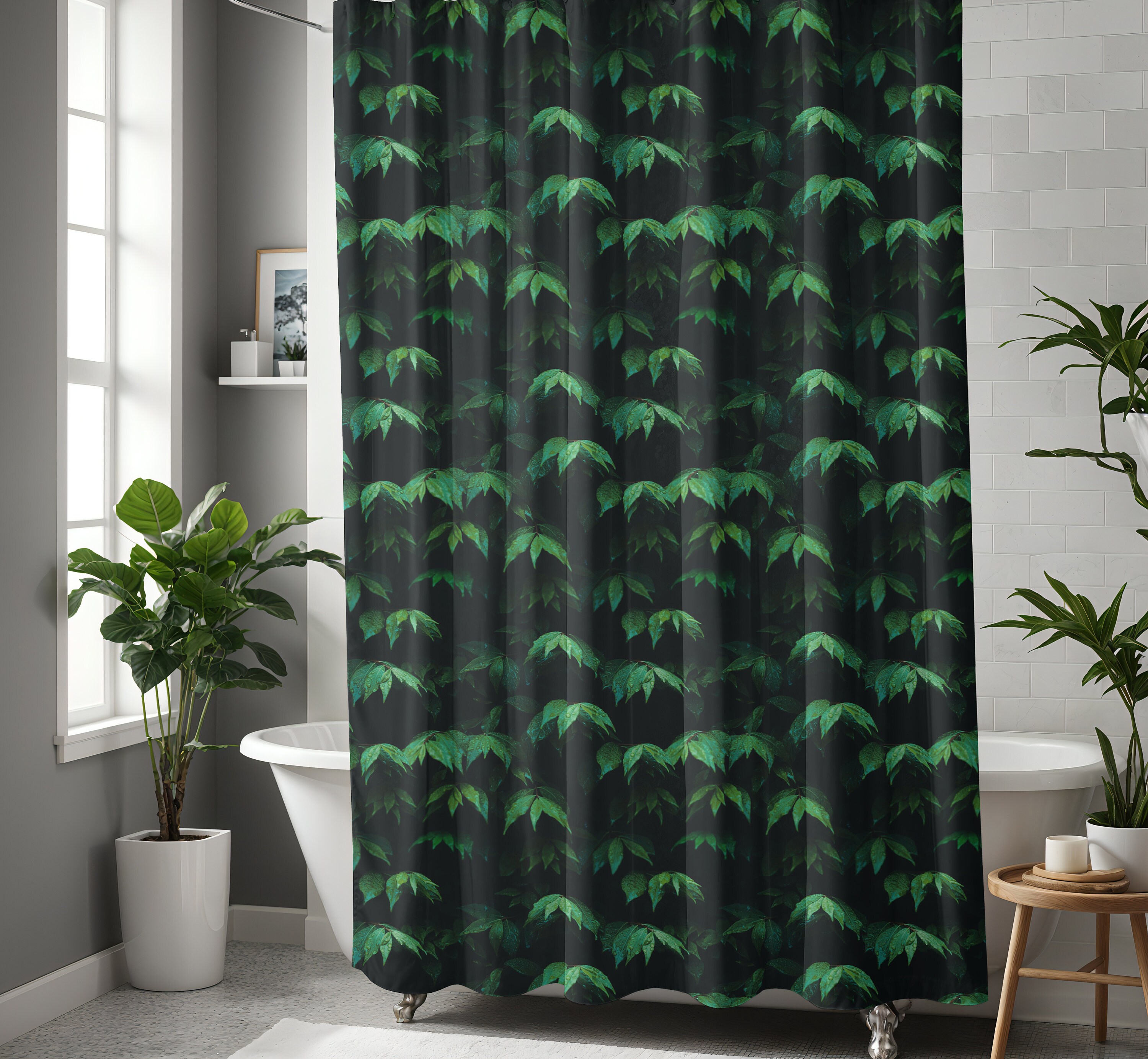 Shower Curtain Mockup, Drag + Drop Transparent Canva PNG Decor Mock of ...