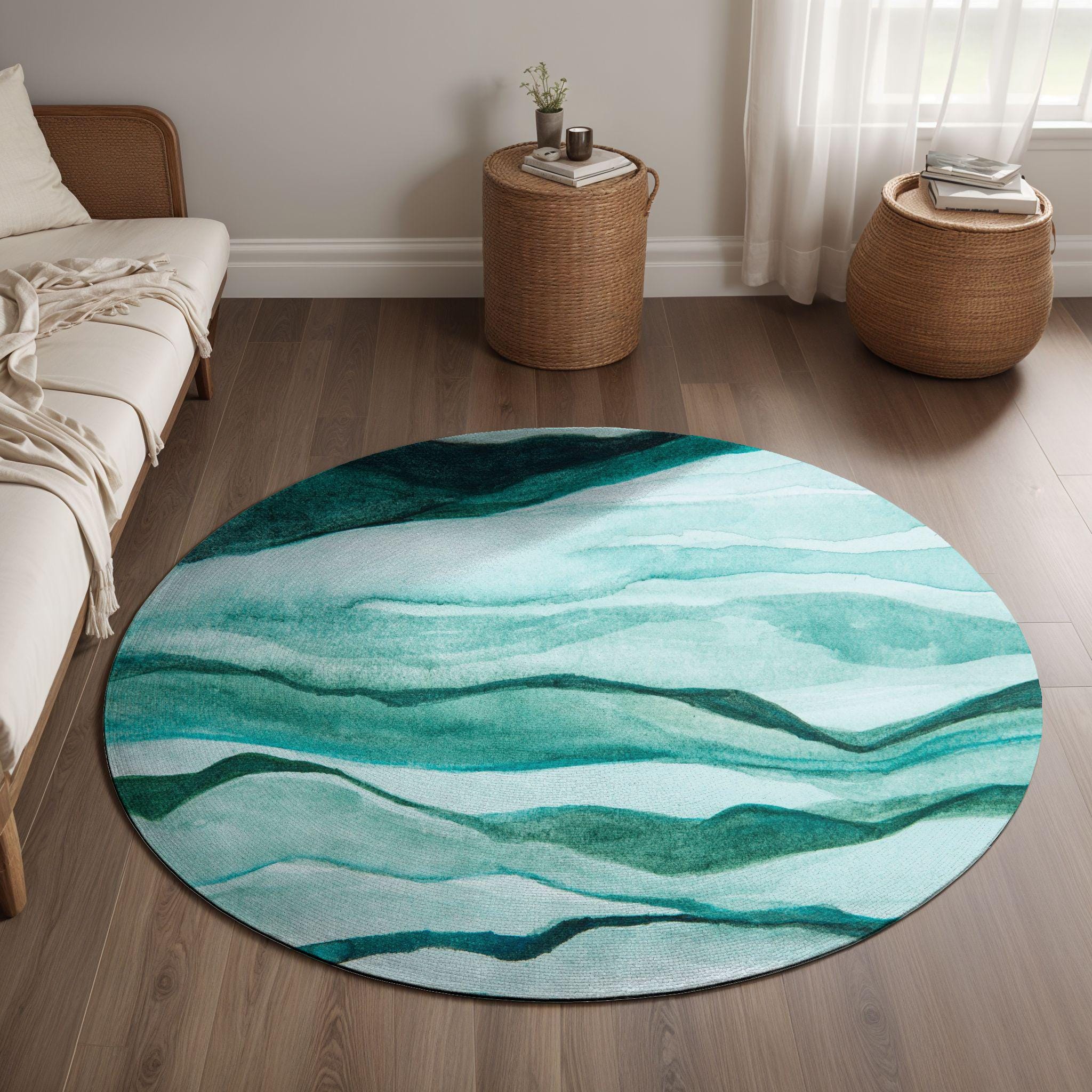 Round Rug Mockup, Canva Drag & Drop Transparent PNG Customizable AOP ...