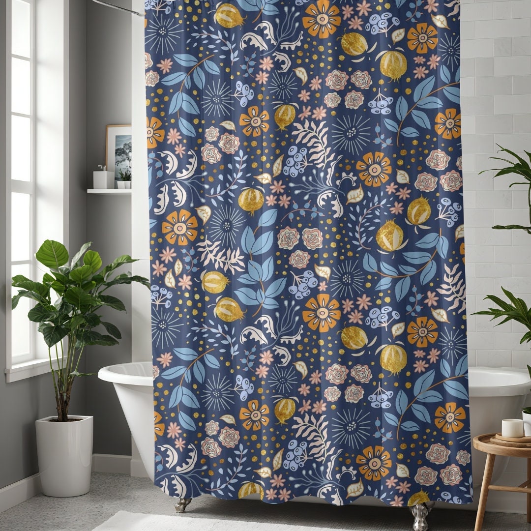 Shower Curtain Mockup, Drag + Drop Transparent Canva PNG Decor Mock of ...