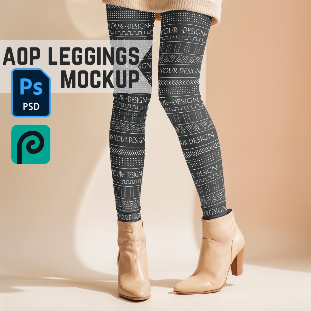 AOP Leggings Mockup, Smart Object PSD Photoshop or Photopea Lifestyle ...