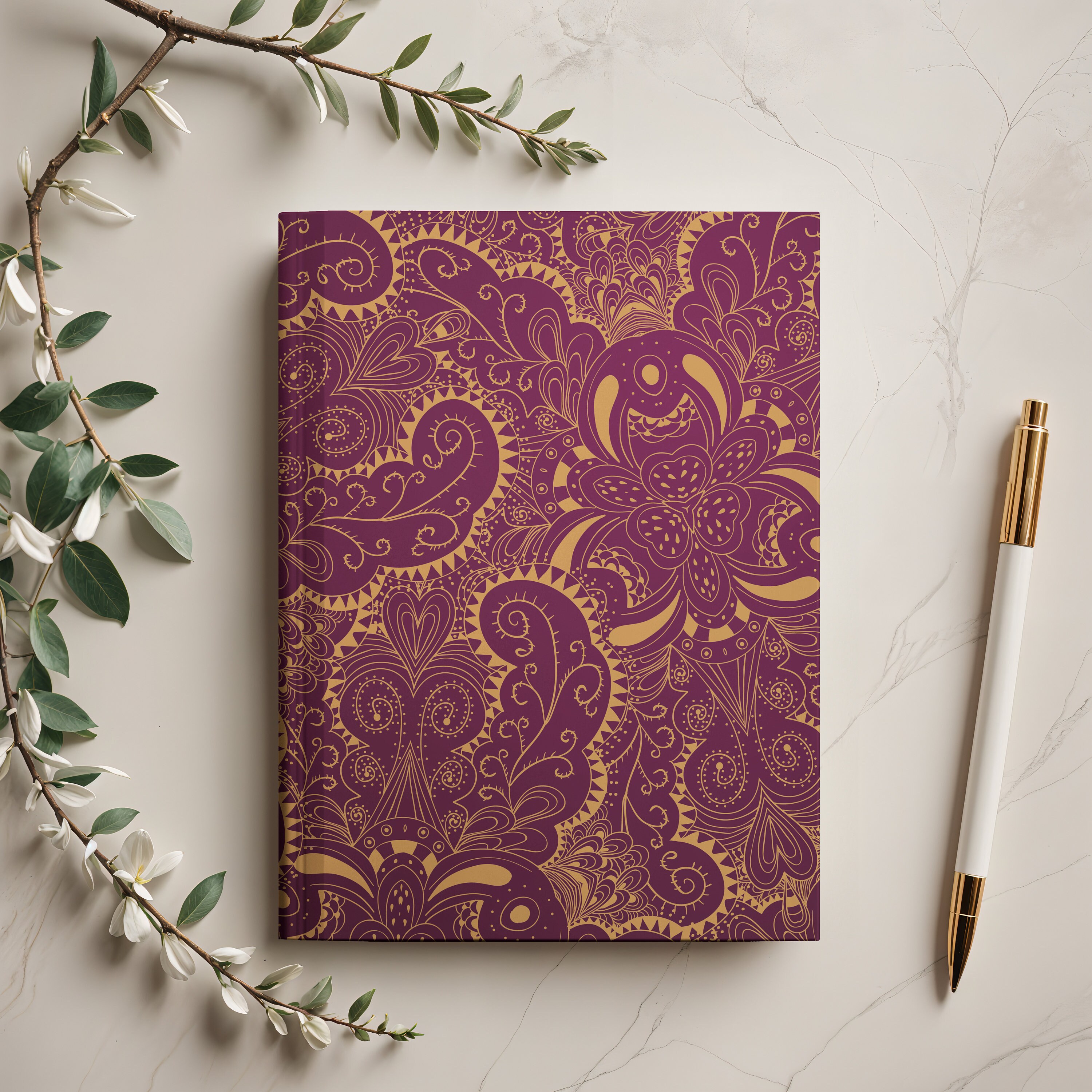 Hardcover Journal Mockup, Easy Canva Frame Transparent PNG Flat-lay ...