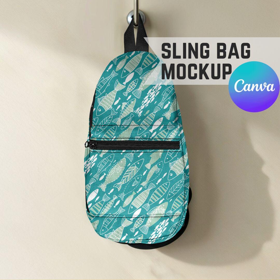 Sling Bag Mockup, Easy Canva Drag & Drop Transparent PNG Customizable ...