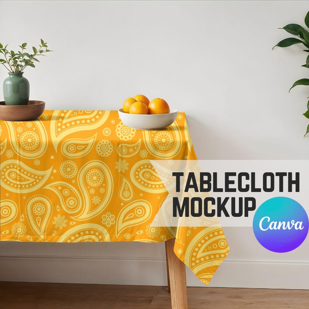 Canva Tablecloth Mockup, Dining Table Decor Linen Drag & Drop ...
