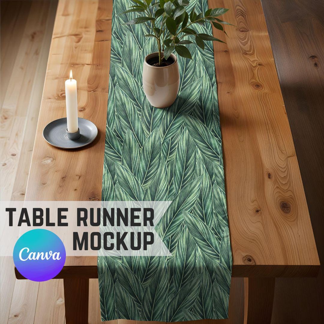 Canva Table Runner Mockup, Drag & Drop Dining Decor Transparent PNG ...