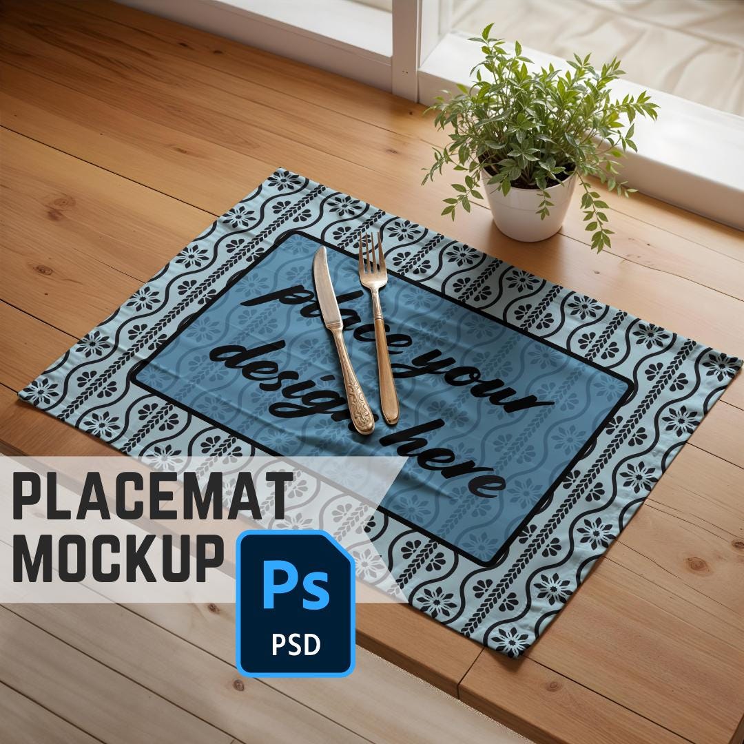 Photoshop Placemat Mockup, Easy Photopea Kitchen Linen Place Setting ...
