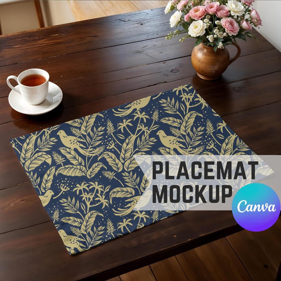Canva Placemat Mockup, Easy Kitchen Linen Place Setting Drag + Drop ...