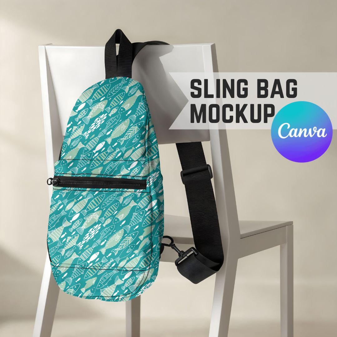 Sling Bag Mockup, Easy Canva Drag & Drop Transparent PNG Customizable ...