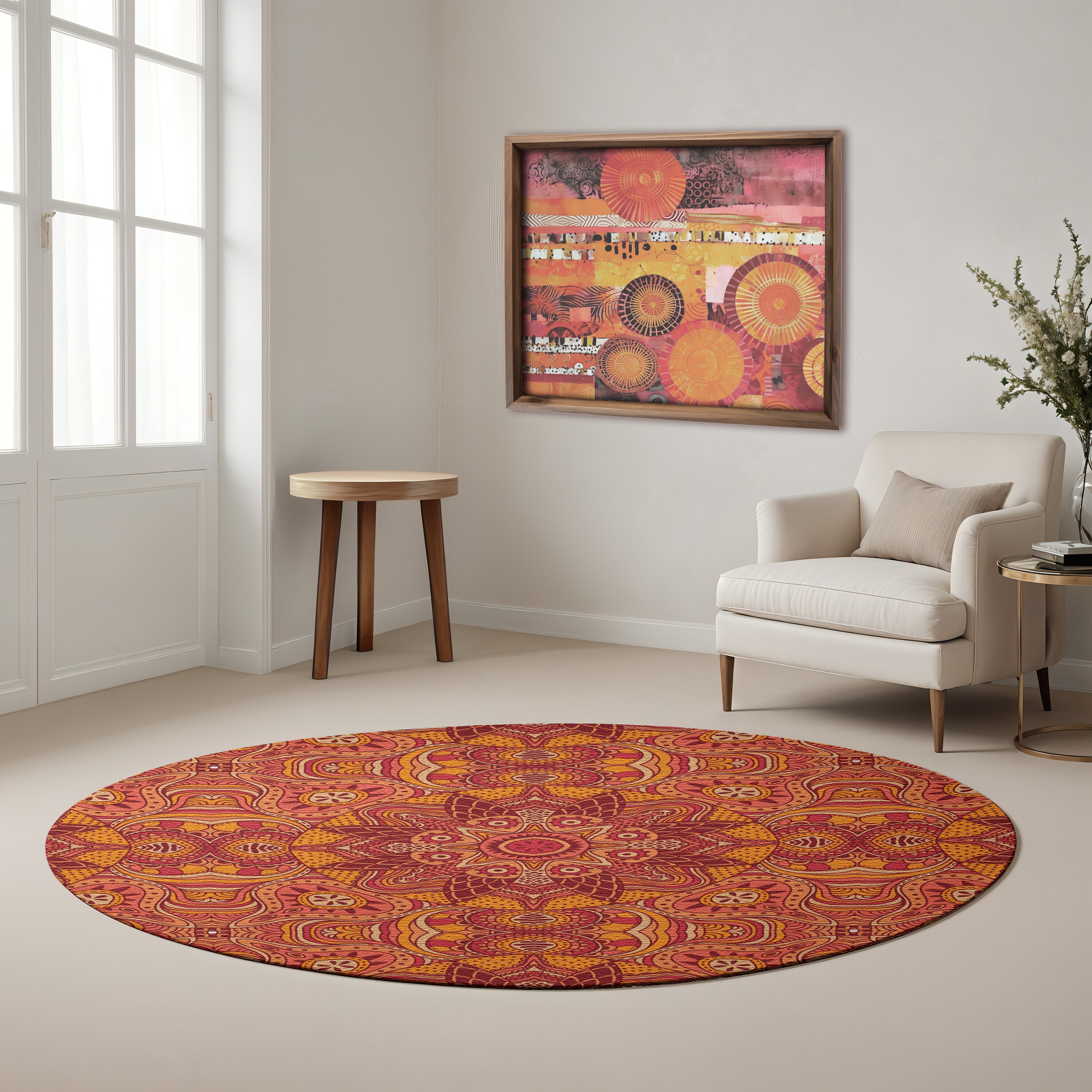 PSD Round Rug Mockup, Photoshop Smart Object Home Decor Mock W ...