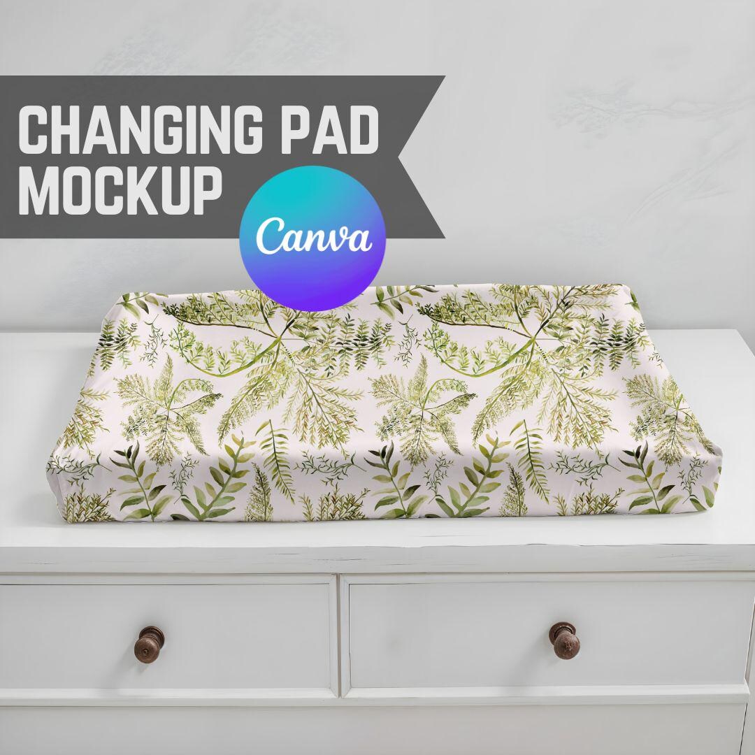 Changing Pad Cover Mockup, Drag + Drop Transparent Canva PNG Close-up ...