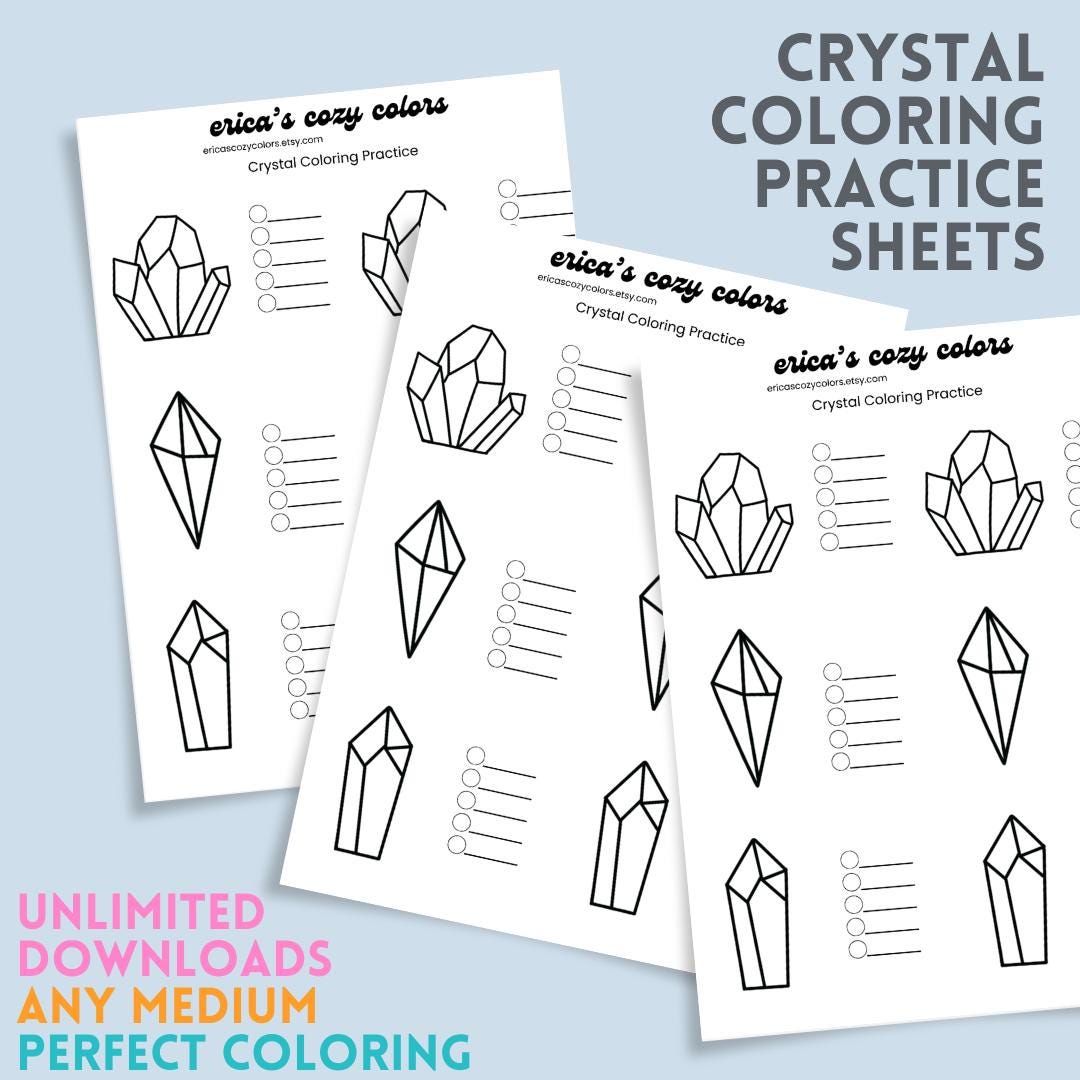 Crystal Coloring Practice Sheet: Light & Facet Blending (PDF) - Etsy