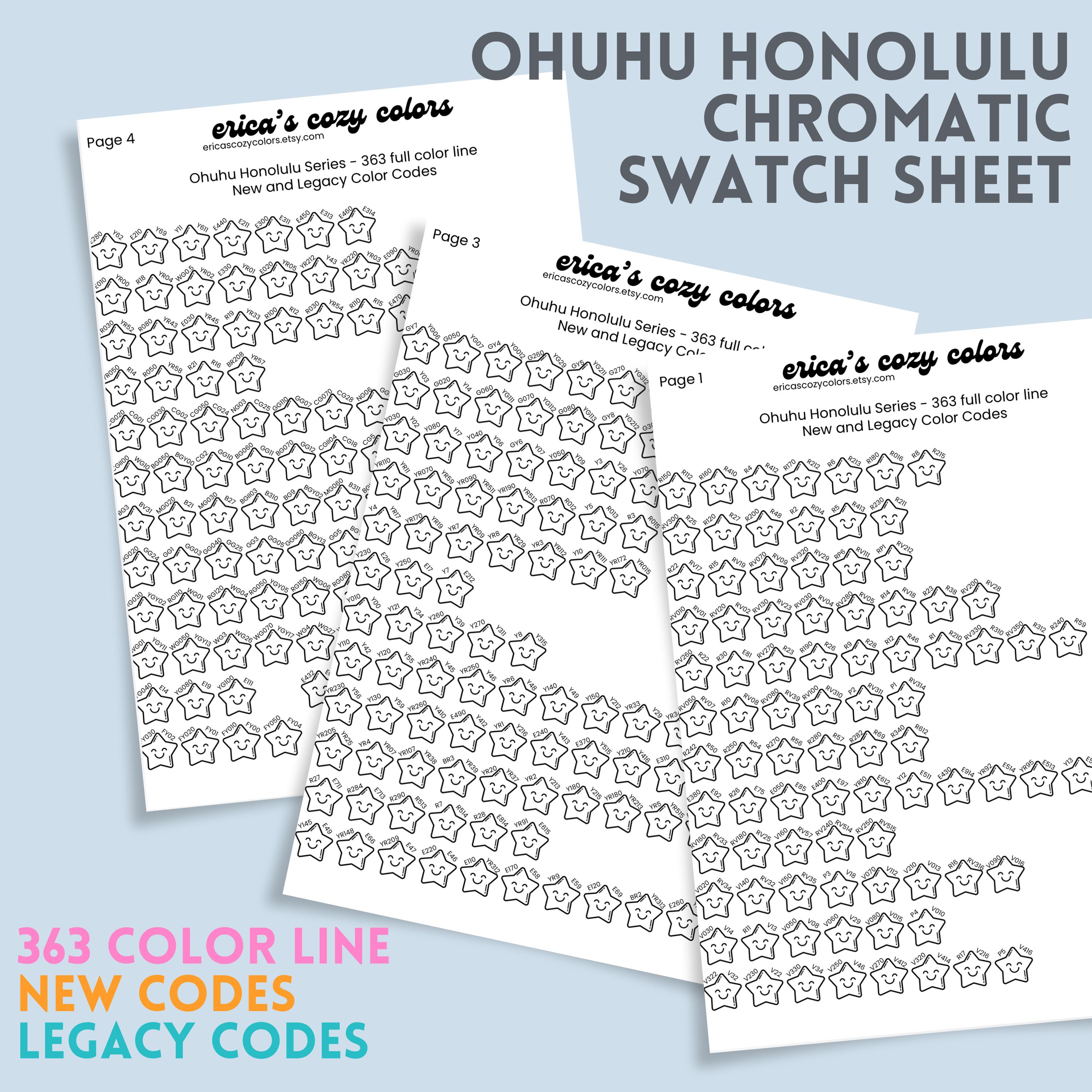 Ohuhu Honolulu 363 Swatch Chart: Chromatic Order (PDF Download, Print ...