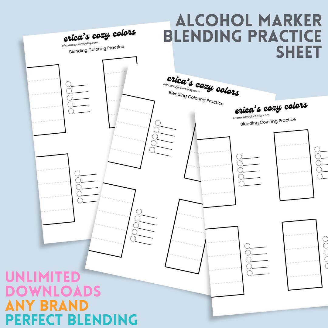 Alcohol Marker Blending Practice Sheet: Gradient Design (digital ...