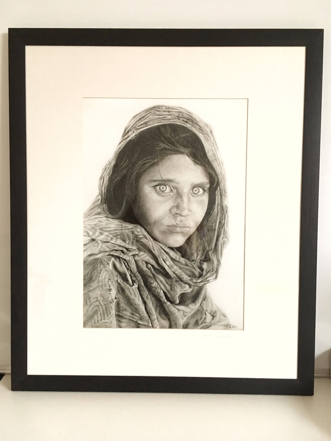 Drawing Afghan Girl - Numbered Art Print - Etsy