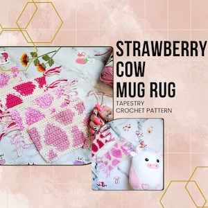 Strawberry Cow Mug Rug Crochet Pattern - Etsy