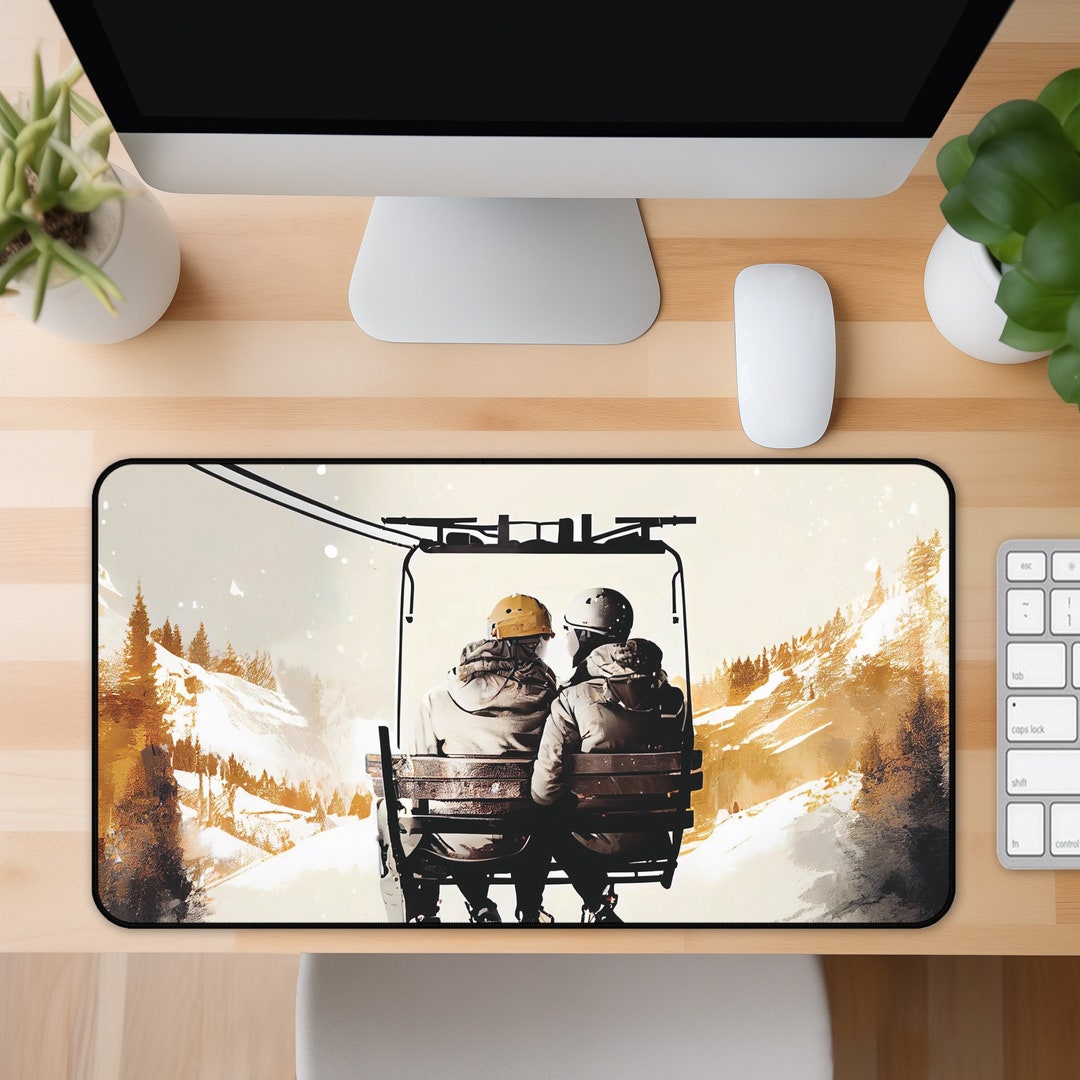 Ski Lift Desk Mat Abstract Mountain Deskmat Snowboarding Lodge Cabin ...
