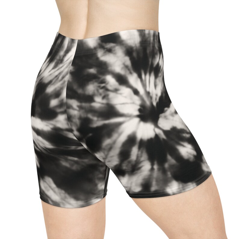 Tie Dye Leggings Black Mid-rise Yoga Pants White Stretchy Fitness ...