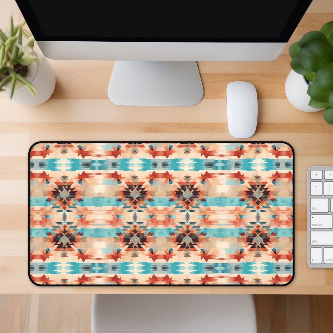 Aztec Pattern Desk Mat Southwest Deskmat Beige Home Office Decor ...