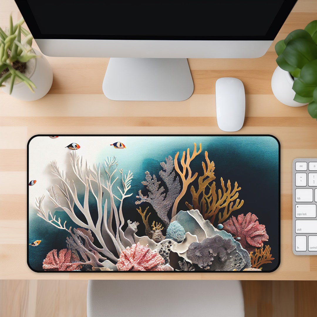 Coral Reef Desk Mat Coastal Deskmat Ocean Home Office Decor Tropical ...