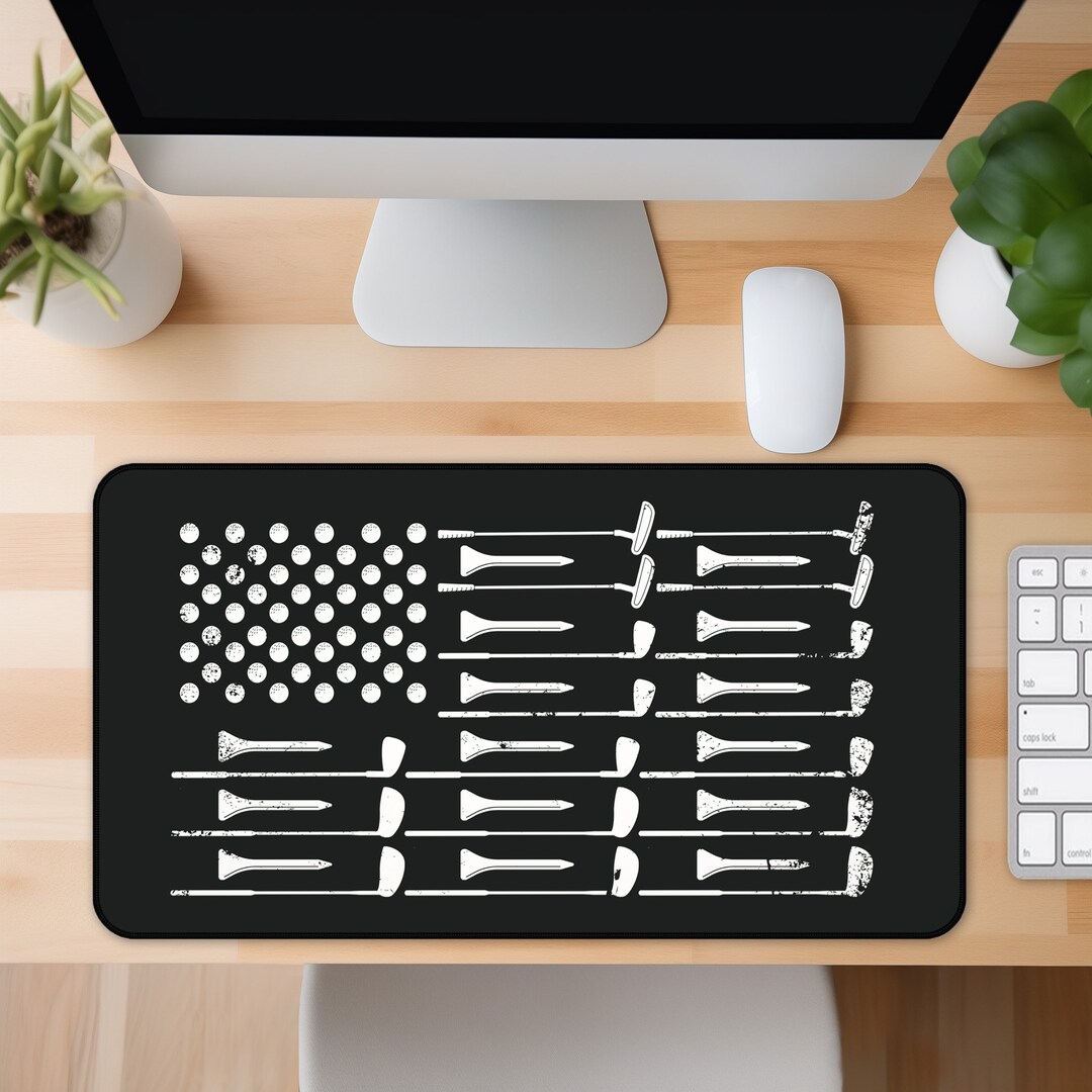 Golf Desk Mat Distressed Print Deskmat USA Home Office Decor American ...