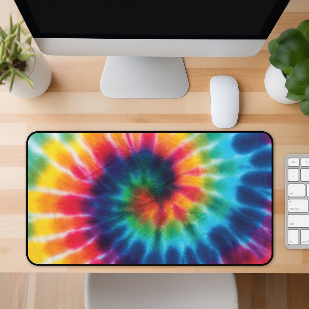Rainbow Tie Dye Desk Mat Trippy Deskmat Home Office Decor Professional ...
