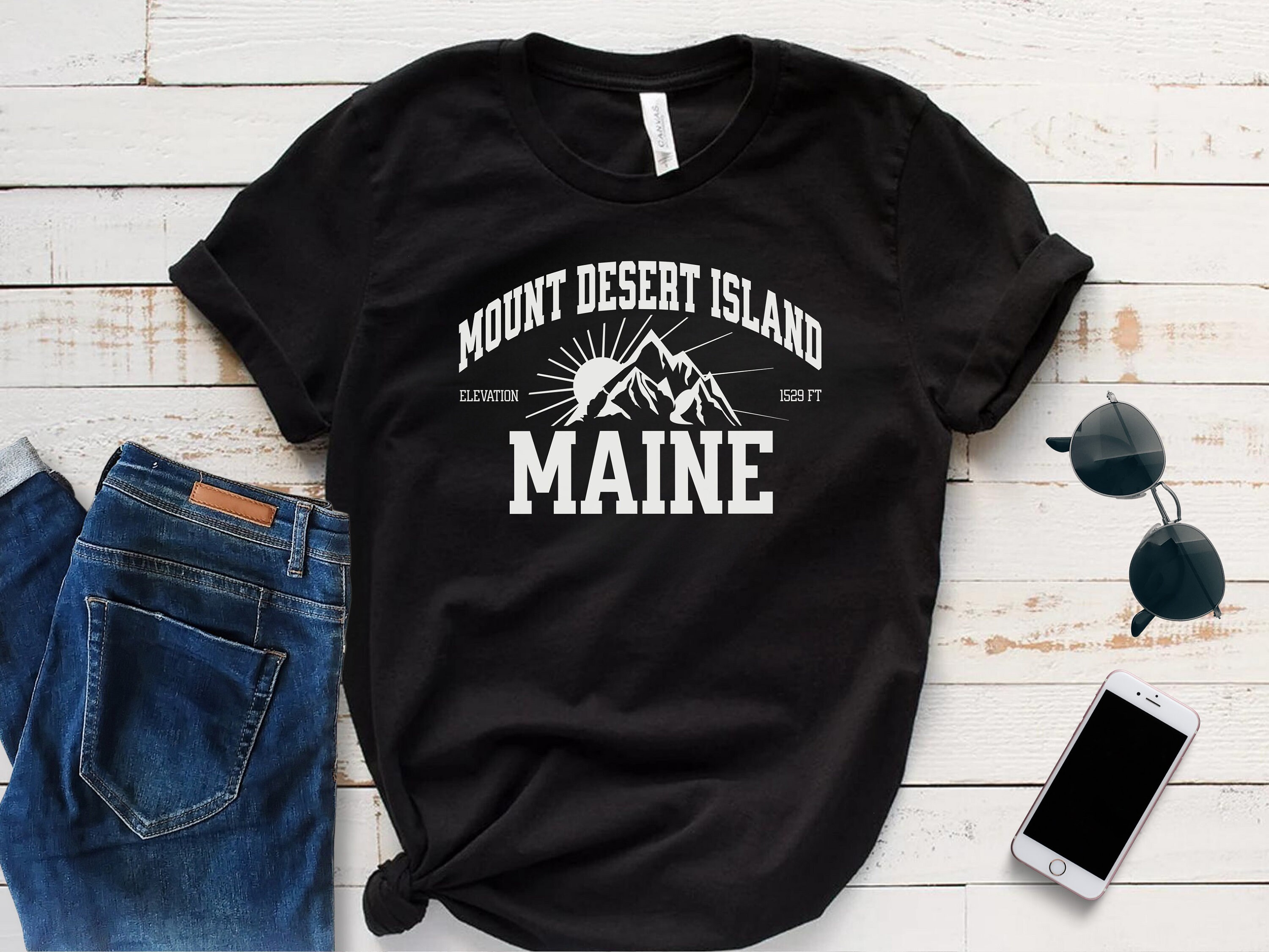 Mount Desert Island Elevation T-shirt Outdoor Maine Matching Tshirt ...