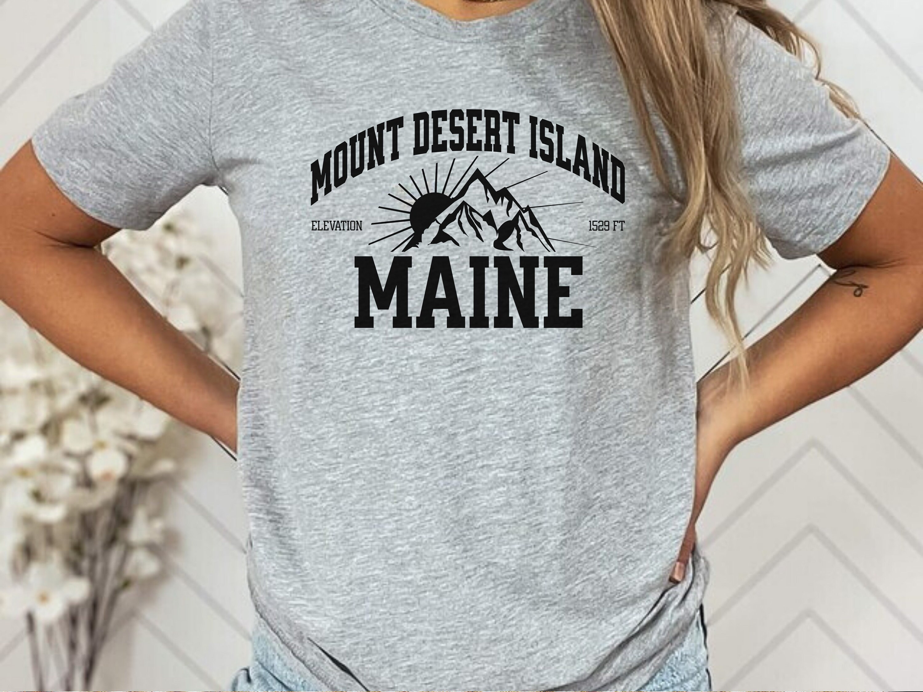 Mount Desert Island Elevation T-shirt Outdoor Maine Matching Tshirt ...