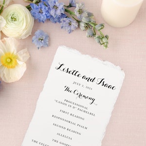 Handmade Paper Wedding Programs Printed, Deckled Edge Ceremony Program ...