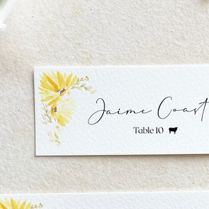 Floral Place Cards Printed, Rustic Wedding Decor, Sunflower Name Tags ...