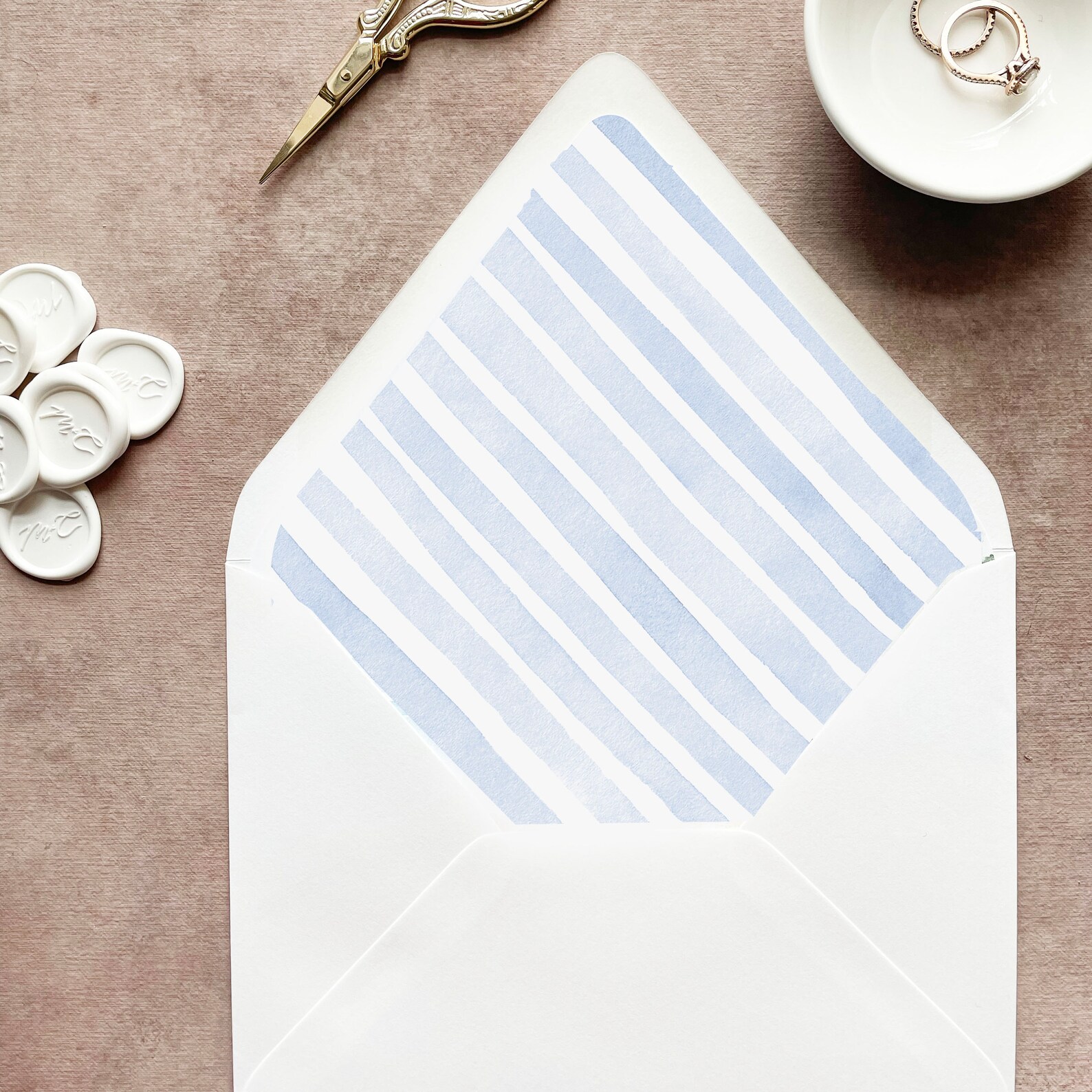 Dusty Blue Envelope Liner Printed, Striped Envelope Liner Wedding ...