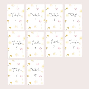 Floral Table Numbers for Wedding, Pressed Flowers Table Numbers Printed ...