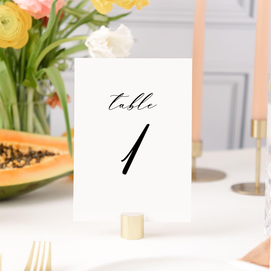 Minimalist Table Number for Wedding, Simple Table Numbers Wedding Black ...